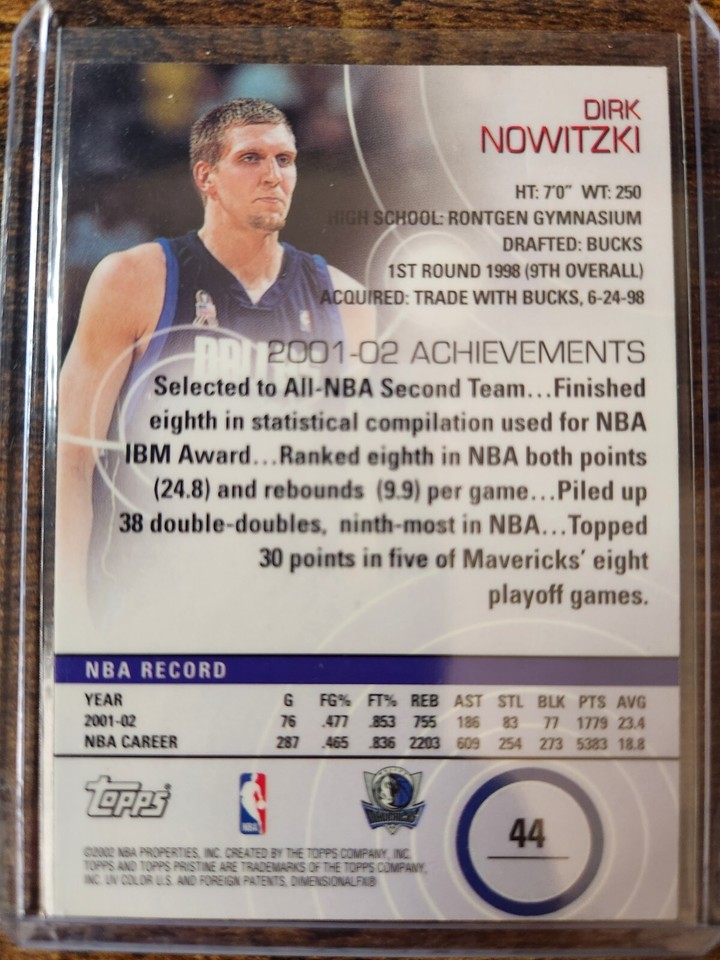 2002-03 Topps Pristine Dirk Nowitzki #44 Dallas Mavericks MVP All-Star ...