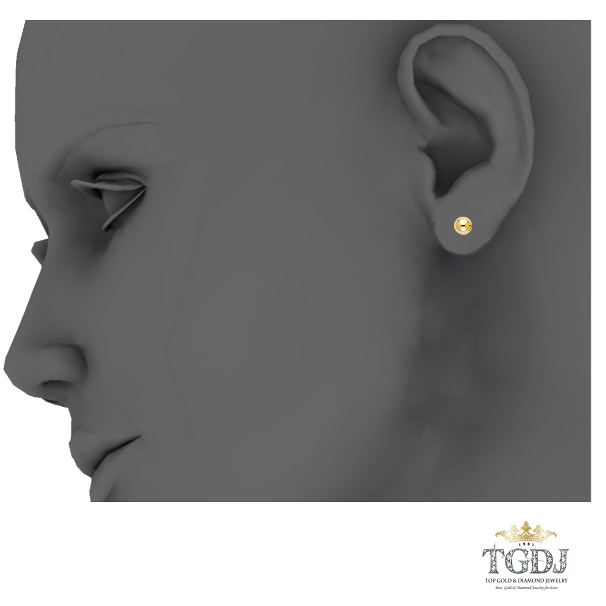Yellow Gold 14K Push Back Ball Stud Earrings Set for Baby Children ...