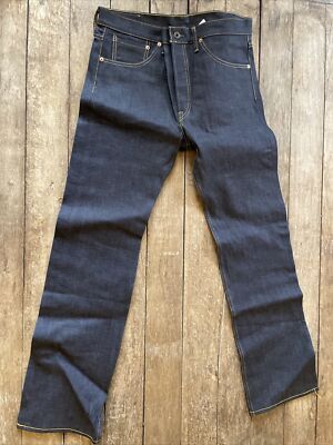 RRL DOUBLE RL Jeans Men's raw denim straight leg button fly Mitsui sz ...