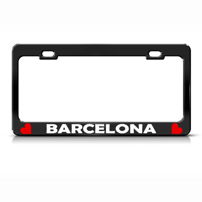 Metal License Plate Frame Barcelona W Hearts Car Accessories Black | eBay