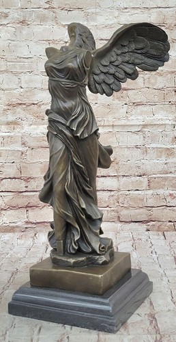 Winged Victory Athena Nike Paris Louvre 19" Bronze Marble Statue ...