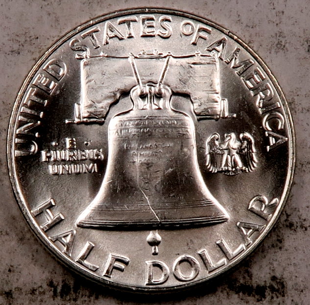 1955 Franklin Half Dollar ~ Gem BU (Full Bell Lines - FBL) ~ 90% Silver ...