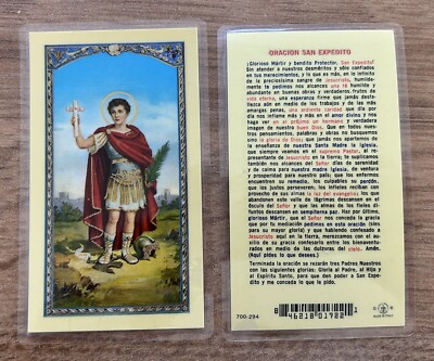 Two ORACION SAN EXPEDITO (prayer to St Expeditus / Expedite) Laminated ...