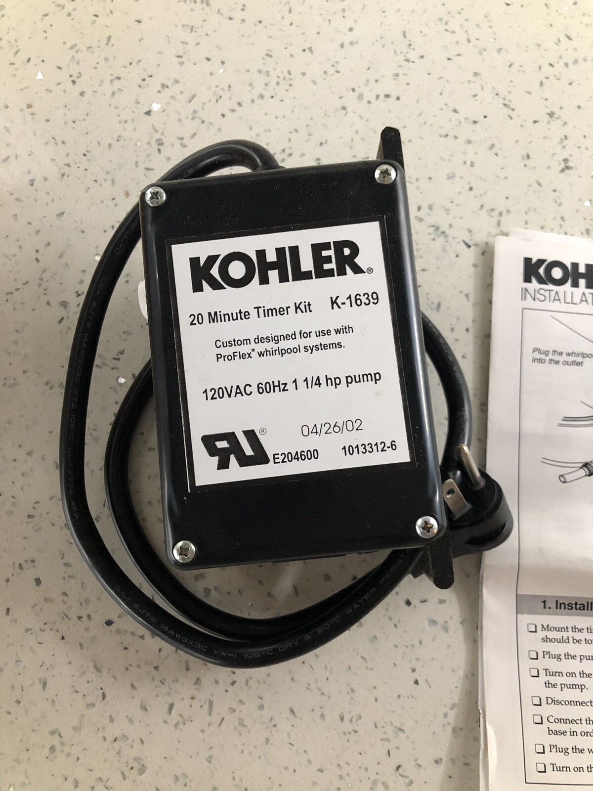 KOHLER K-1639-NA PROFLEX WHIRLPOOL TIMER KIT • 20 minute timer. | eBay
