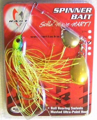 Hart Tackle Spinner Bait, Chartreuse/Red, 3/8 oz., Tandem Blades, USA ...