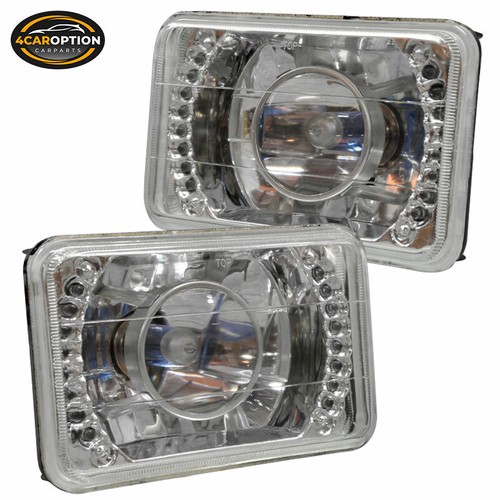 6X4 Clear Square Sealed Beam LED Projector Headlights Lamps H4 Bulbs ...