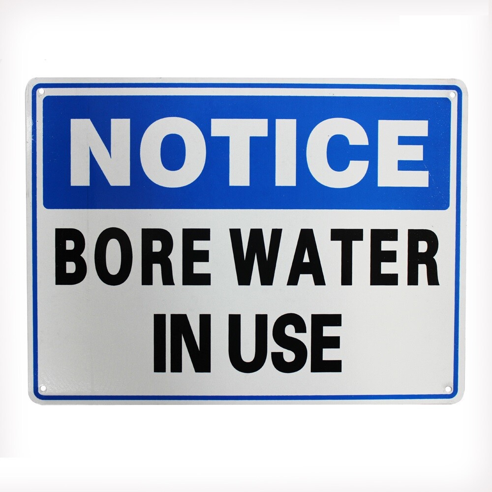 Warning Notice BORE WATER IN USE 200x300mm Saving Garden Property Metal ...