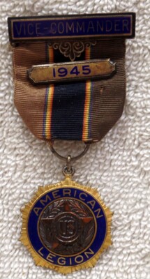 Vintage 1945 American Legion Vice Commander Medal & Ribbon | eBay