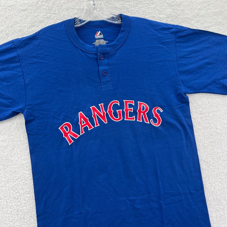 Texas Rangers Shirt Mens Medium Blue MLB Baseball Jersey Henley Tee ...