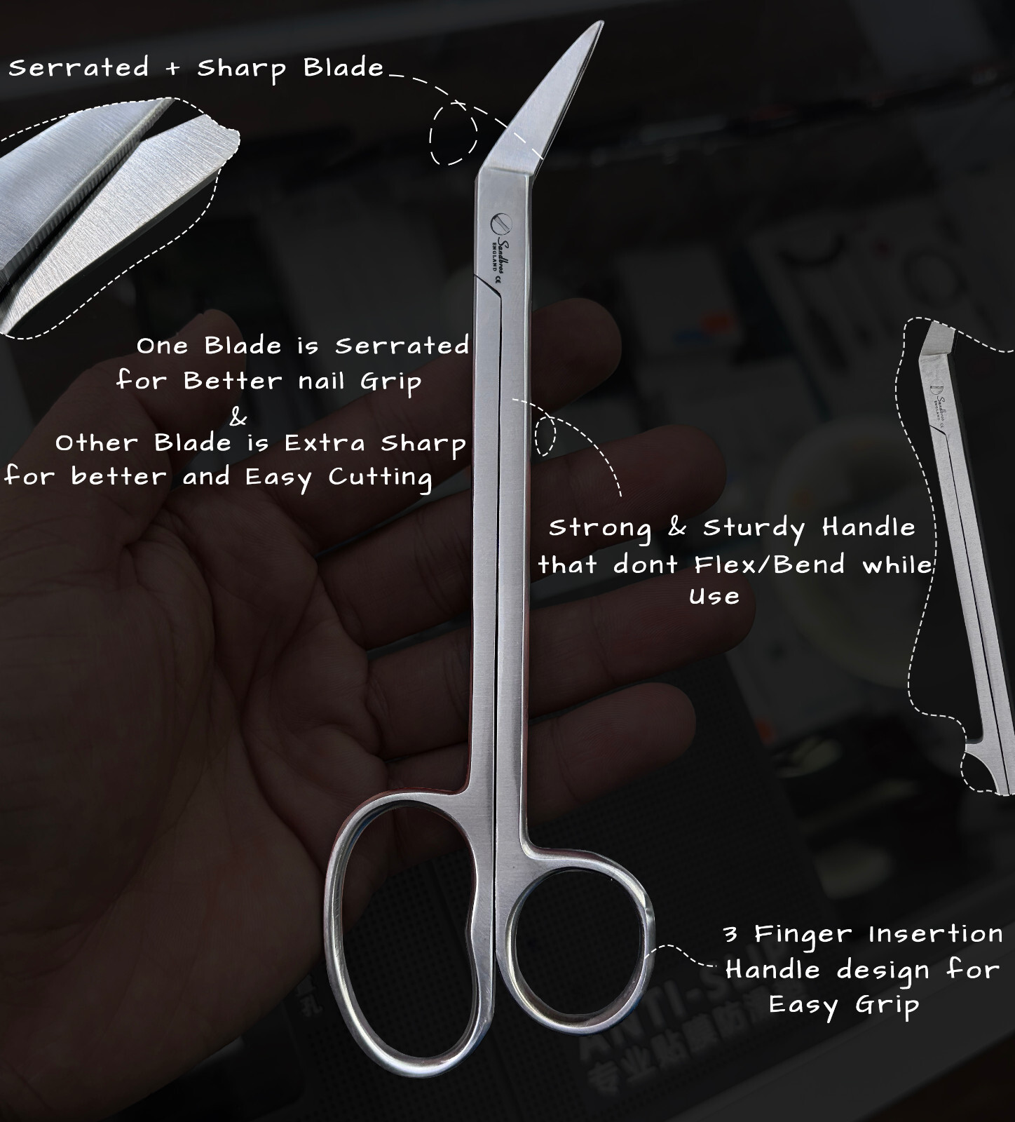 Extra Long Handled Toenail Scissors for Pedicure Podiatry Chiropody UK ...