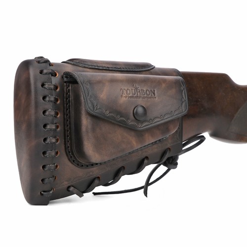 TOURBON Leather Rifle Cheek Rest w/Side Pouch Shotgun Recoil Pad ...