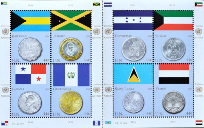 UN New York #Mi1177-Mi1184 MNH S/S 2010 Member States Flags Coins [998 ...
