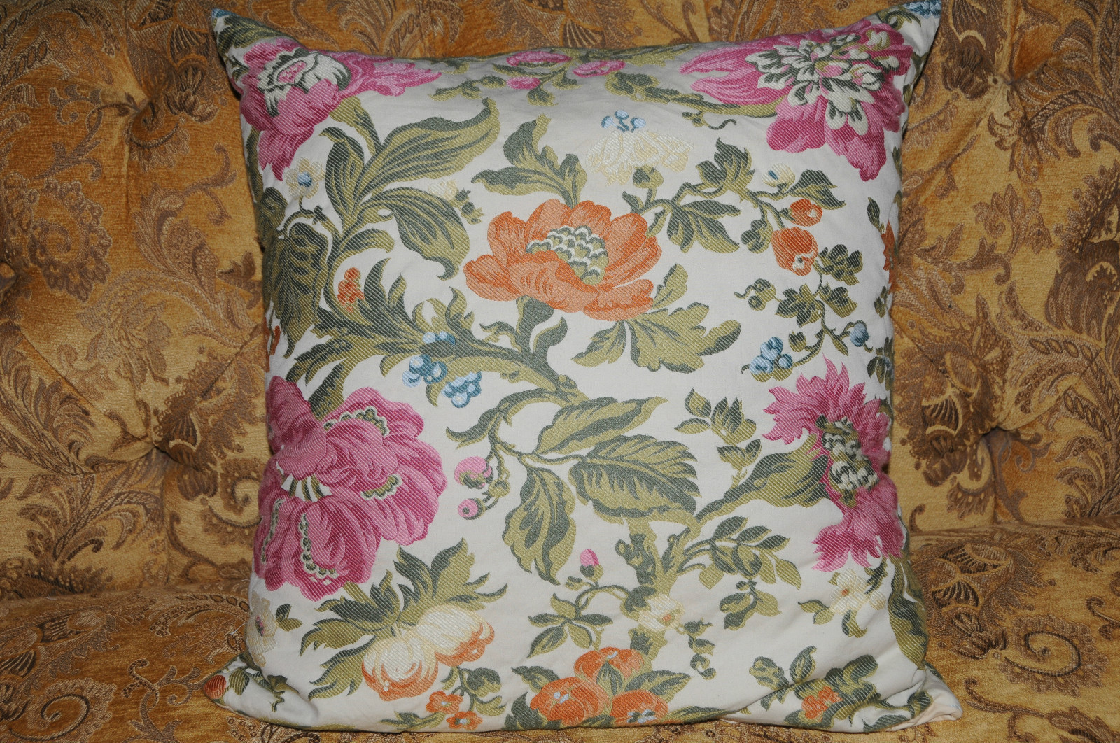 SFERRA DAVIS 1815 Floral Decorative Pillow Italy Almond Paprika ...