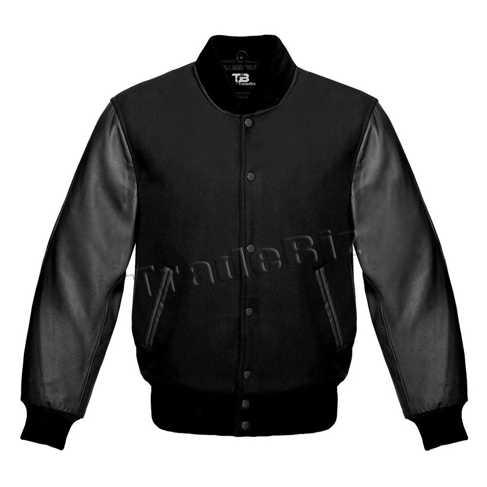 Men Varsity Bomber Letterman Baseball College Jacket Wool Body ...