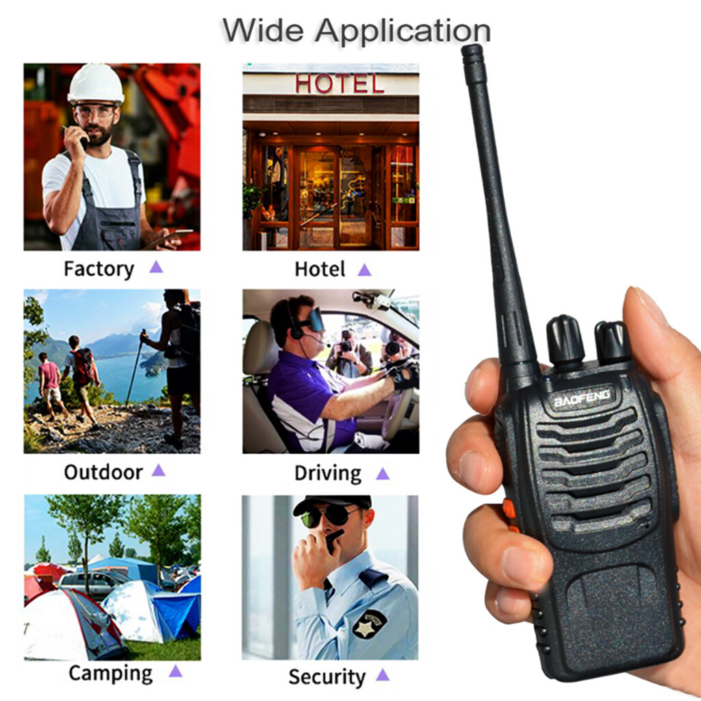2x Walkie Talkie Walky Talky Ear Piece USB 4KM Long Range Two-Way HAM ...
