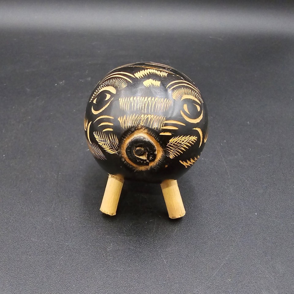 Vintage Folk Art Hand Etched Gourd Pig Piggy Bank Hand Made | eBay