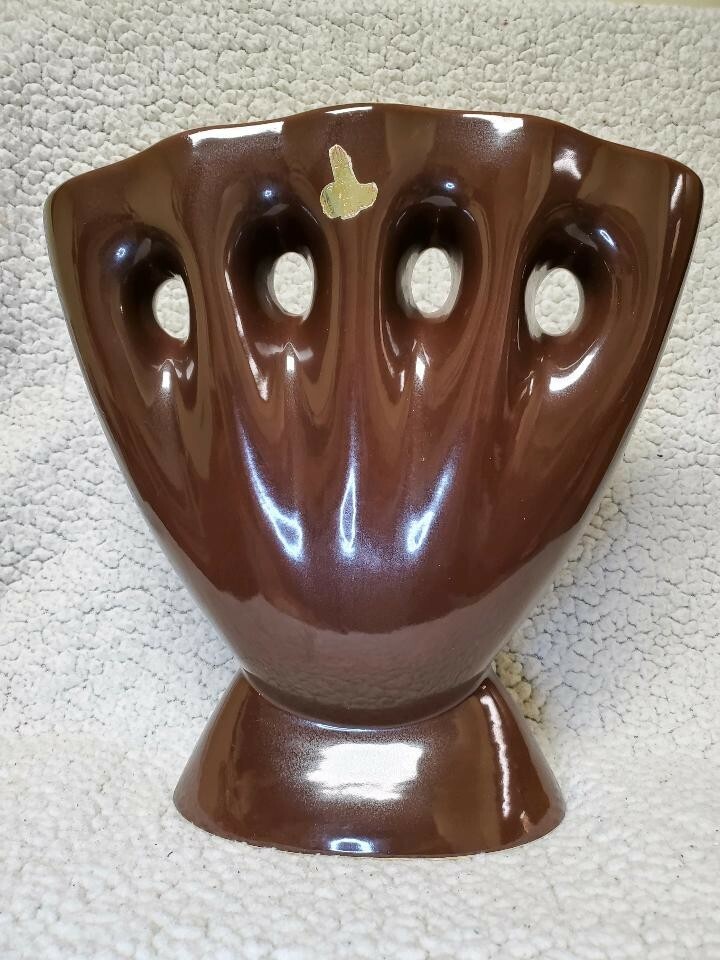 Red Wing pottery flower vase USA B1416 Brown | eBay