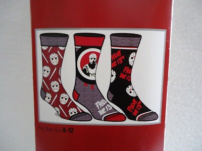 Friday the 13th Jason Socks Men's Crew 3 Pair Pack Shoe Size 8 to 12 ...