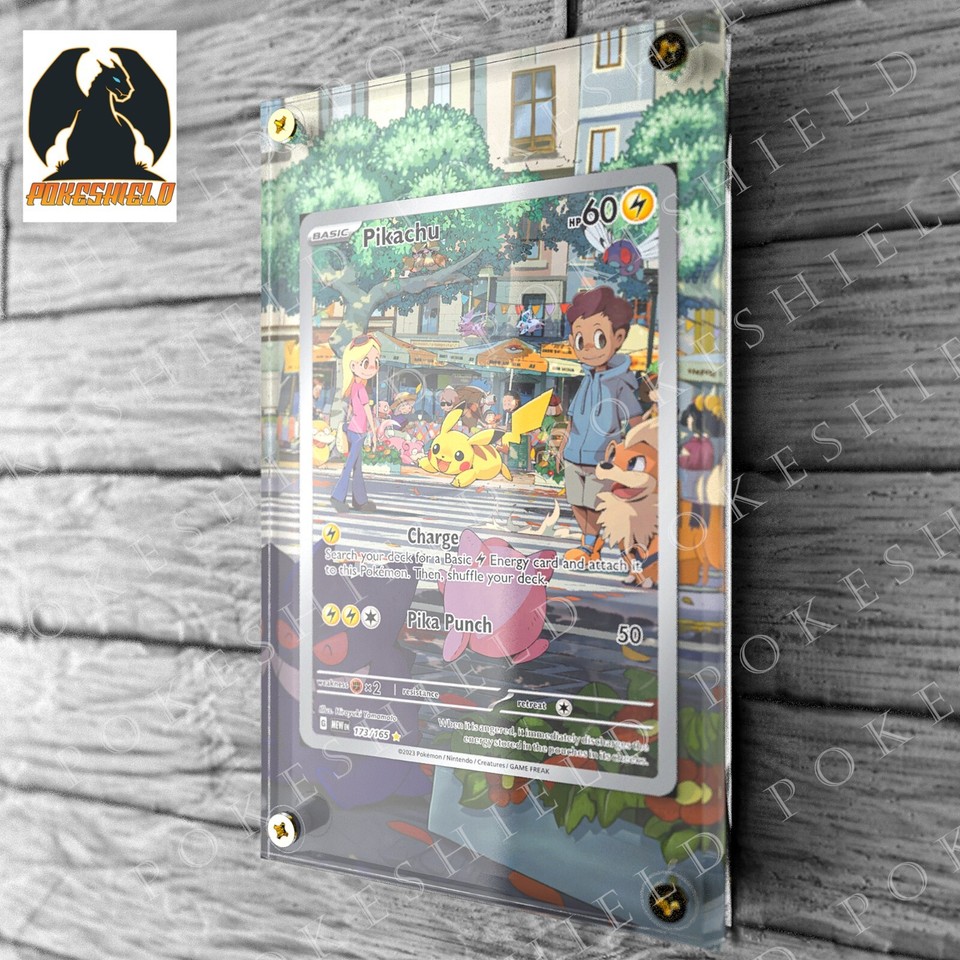 Pikachu 173/165 Extended Art Custom Pokemon Display Case (Card not ...