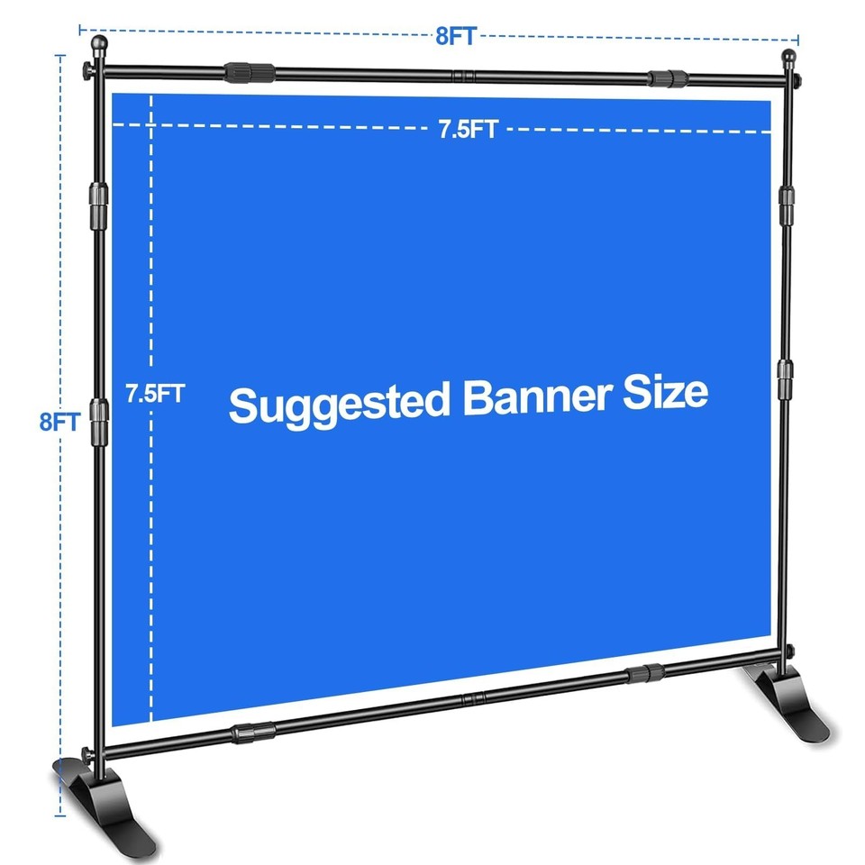 EMART Adjustable Photo Backdrop Banner Stand with 8 x 8ft (W x H ...