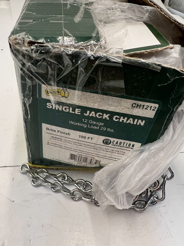 Dottie Single Jack Chain 12 Gauge 100ft CH1212 Working Load 29lbs Brite ...