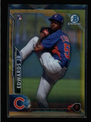 CARL EDWARDS JR 2016 BOWMAN CHROME #46 ROOKIE GOLD REFRACTOR #07/50 ...