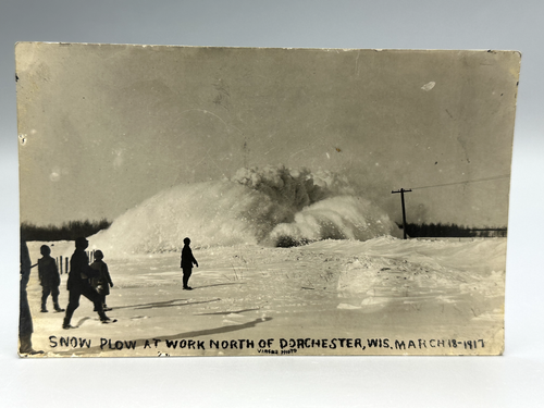 1917 DORCHESTER Wisconsin SOO LINE RAILROAD SNOW PLOW Real PHOTO ...