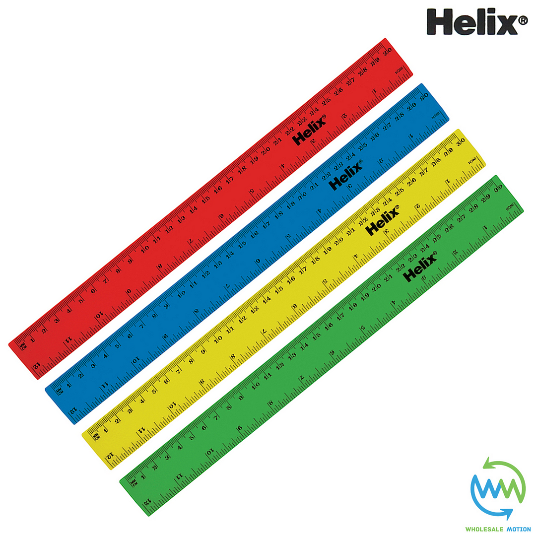 HELIX 30cm Ruler COLOUR 12" SHATTER RESISTANT School Exam 12 Inch ...