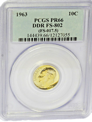 1963 PROOF Roosevelt 10c - DDR FS-802 (FS-017.5) PCGS PR66 | eBay