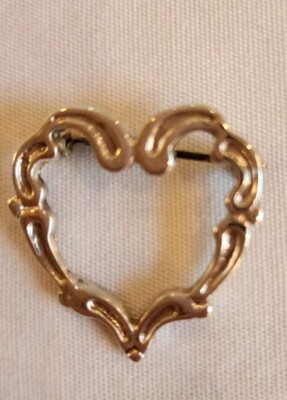 Vintage Silver Heart Shaped Pin | eBay