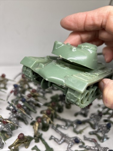 Lot 62 Vintage Army Soldiers Men Marx Tim-Mee Tank Jeep Painted Mixed ...