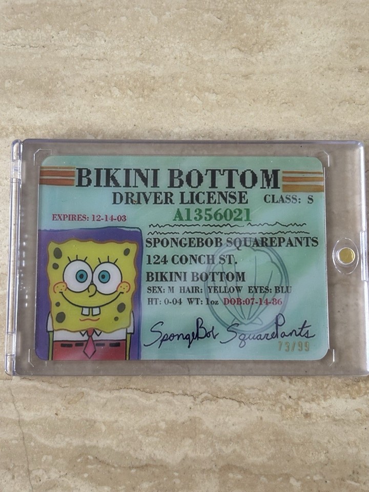 2025 Topps Chrome Sponge Bob Bikini Bottom Driver License Wallet SW-1 ...