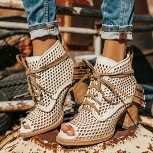 NEW FreeBird Genuine Leather Cream Lace Up Ankle Boots Buckle Lagenlook Boho 8 | eBay