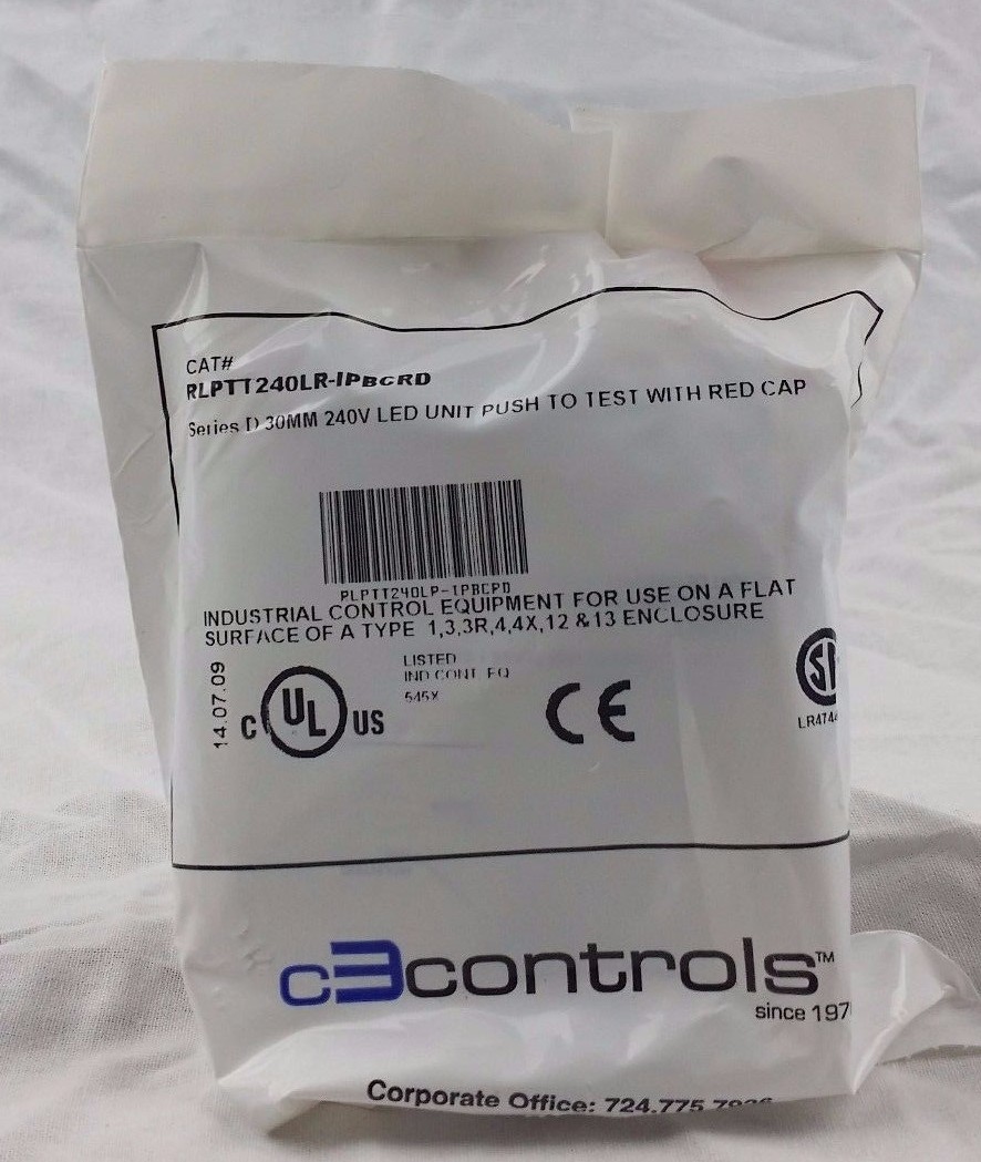 C3 Controls LED Push-to-Test RLPTT240LR-IPBCRD 240VAC RED | eBay