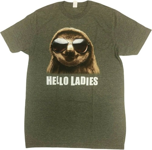 Hello Ladies Sloth Men's Short Sleeve Slim Fit T-Shirt Medium | eBay
