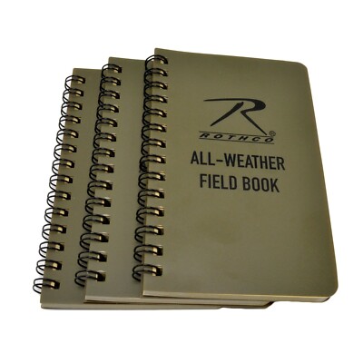 Rothco 3x5 Waterproof All Weather Notebook Field Book Spiral Bound 3 ...