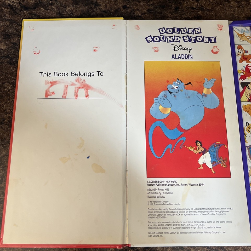 Vintage 1992 Disney Aladdin Golden Sound Story Book Tested & Works ...