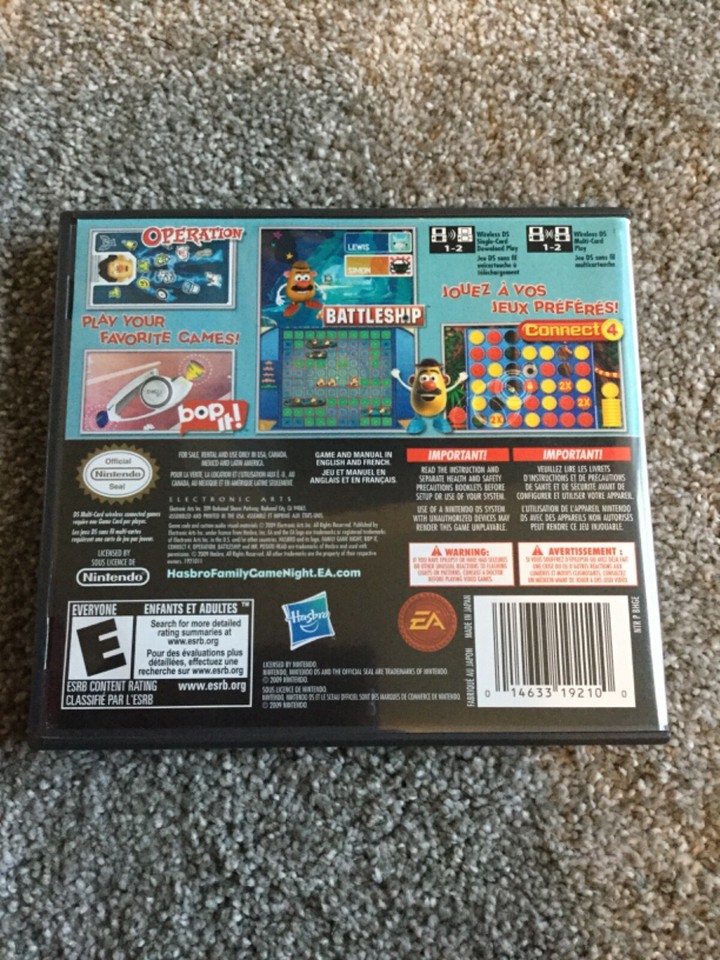 Hasbro Family Game Night (Nintendo DS, 2009) Very Good Condition ...