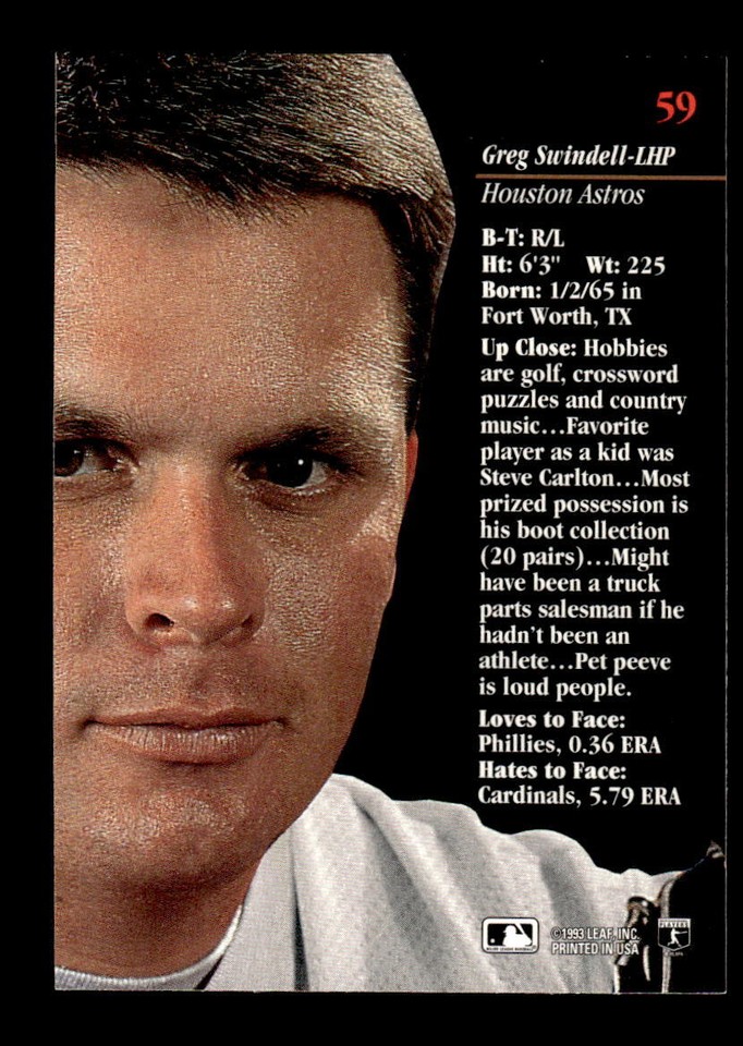 1993 Studio Greg Swindell #59 | eBay