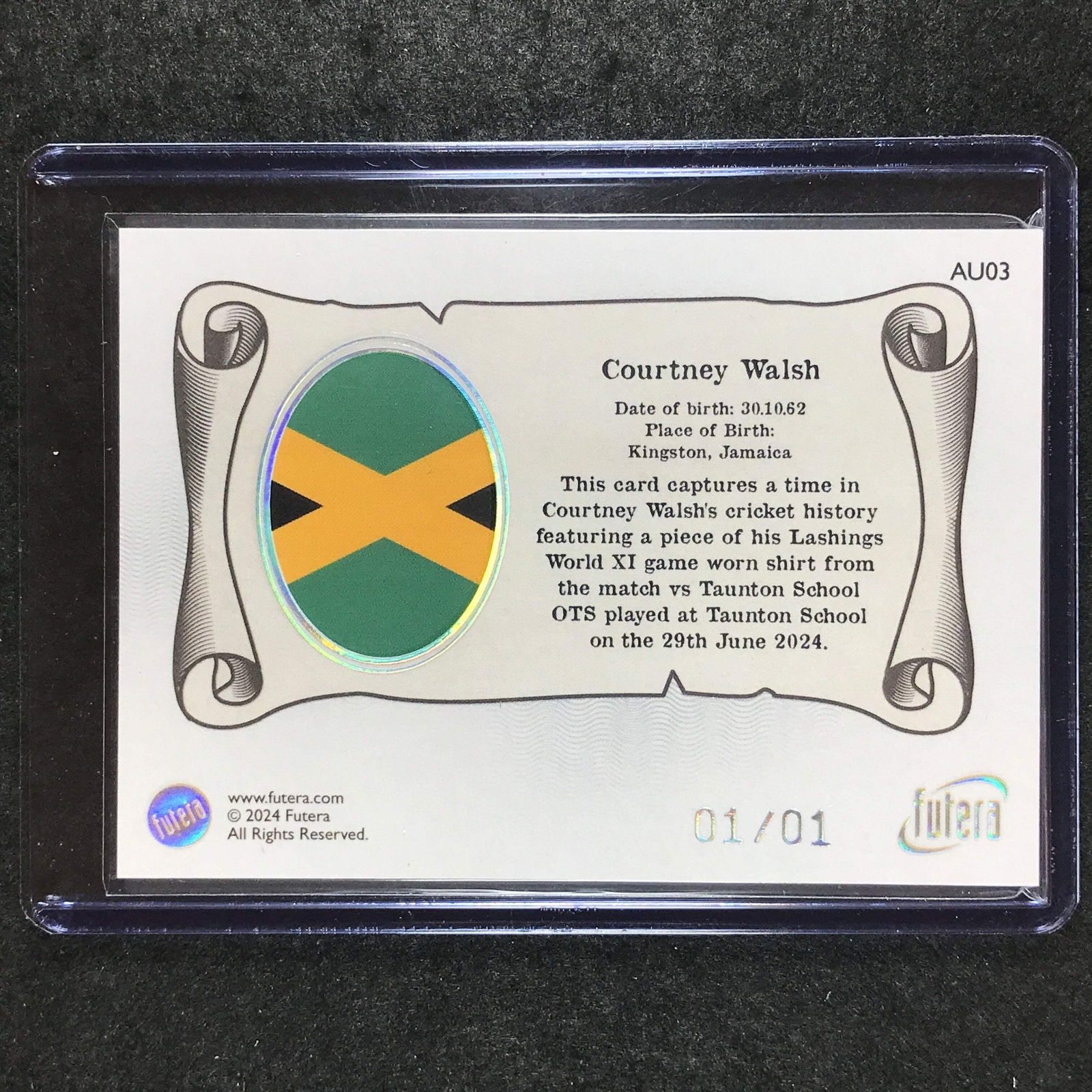 2024 Futera Vintage Cricket COURTNEY WALSH Flag Memorabilia Relic ...