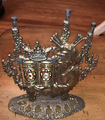 Vintage 10 Commandments Brass enamel moses jerusalem Torah Israel ...