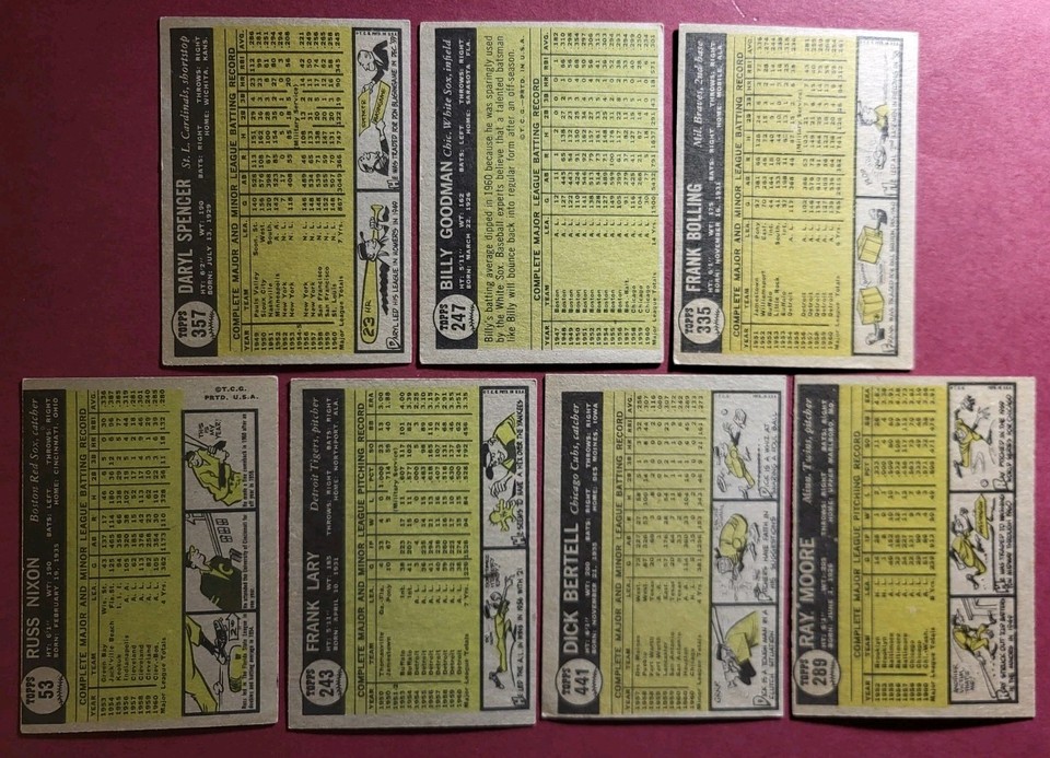 Vintage 1961 Topps Old Baseball 7-card Lot *SHARP Corners* *Ex+* | eBay