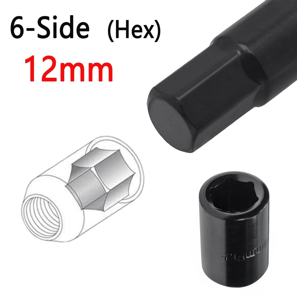 6 Point Sided 12mm Hex Tuner Key Wheel Lug Nut Socket Key 3/4”(19mm ...