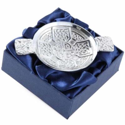 Mini Celtic Cross and Eternal Life Knot Scottish Pewter Toasting Bowl ...