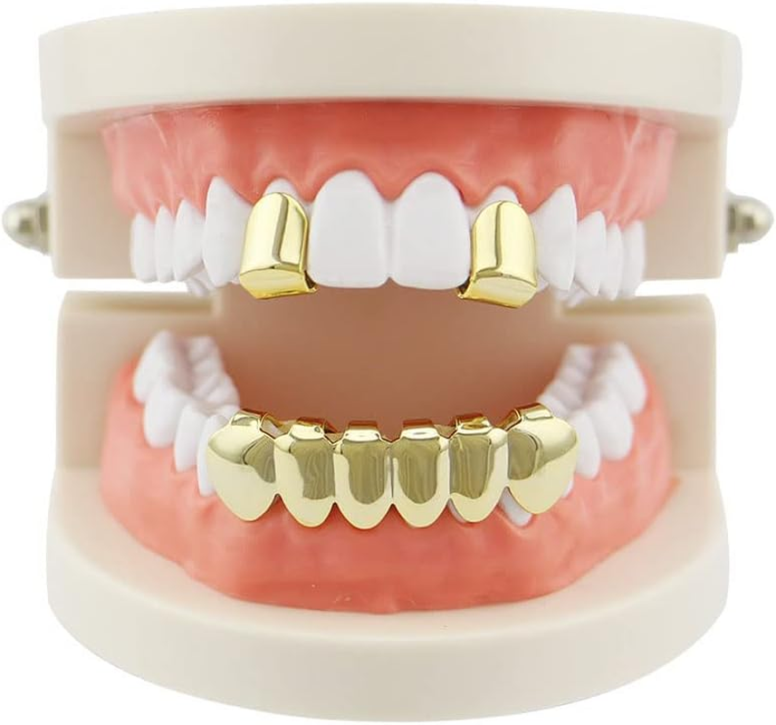 1X Hip Hop Cool Gold Silver Plated Single Tooth Grillz Teeth Cap Brace ...