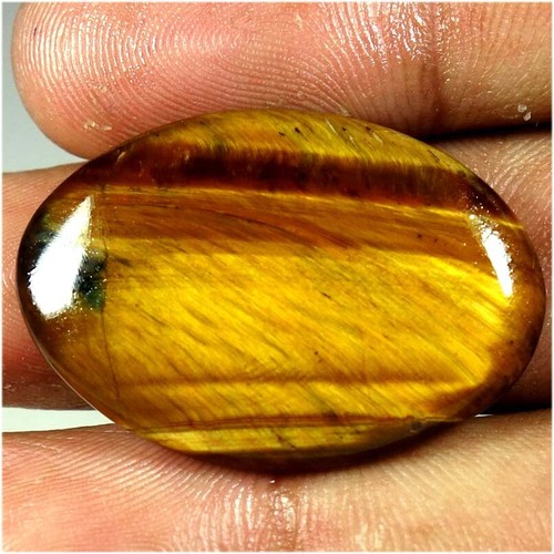 28.65Ct 100% Natural Amazing Golden Tiger Eye Oval Cab Loose Gemstone ...