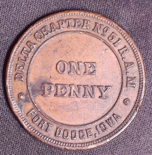 Delta Chapter No 51 Masonic Penny Token Fort Dodge Iowa | eBay