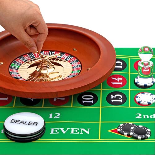 Roulette Wheel Game Set Include 11'' Solid Wood Roulette Wheel 35" x 16 ...