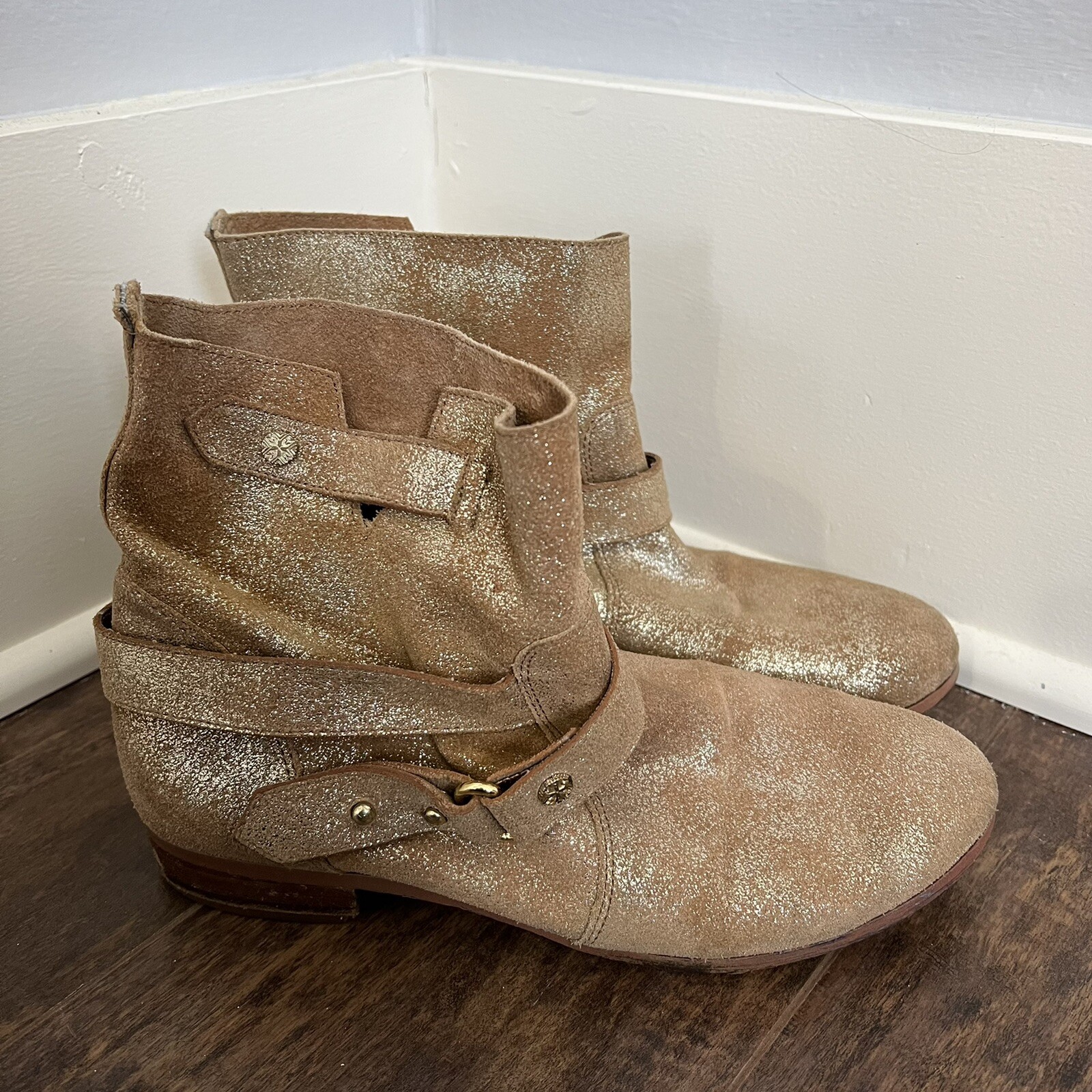 Cynthia Vincent Metallic Suede Ankle Booties - Gem