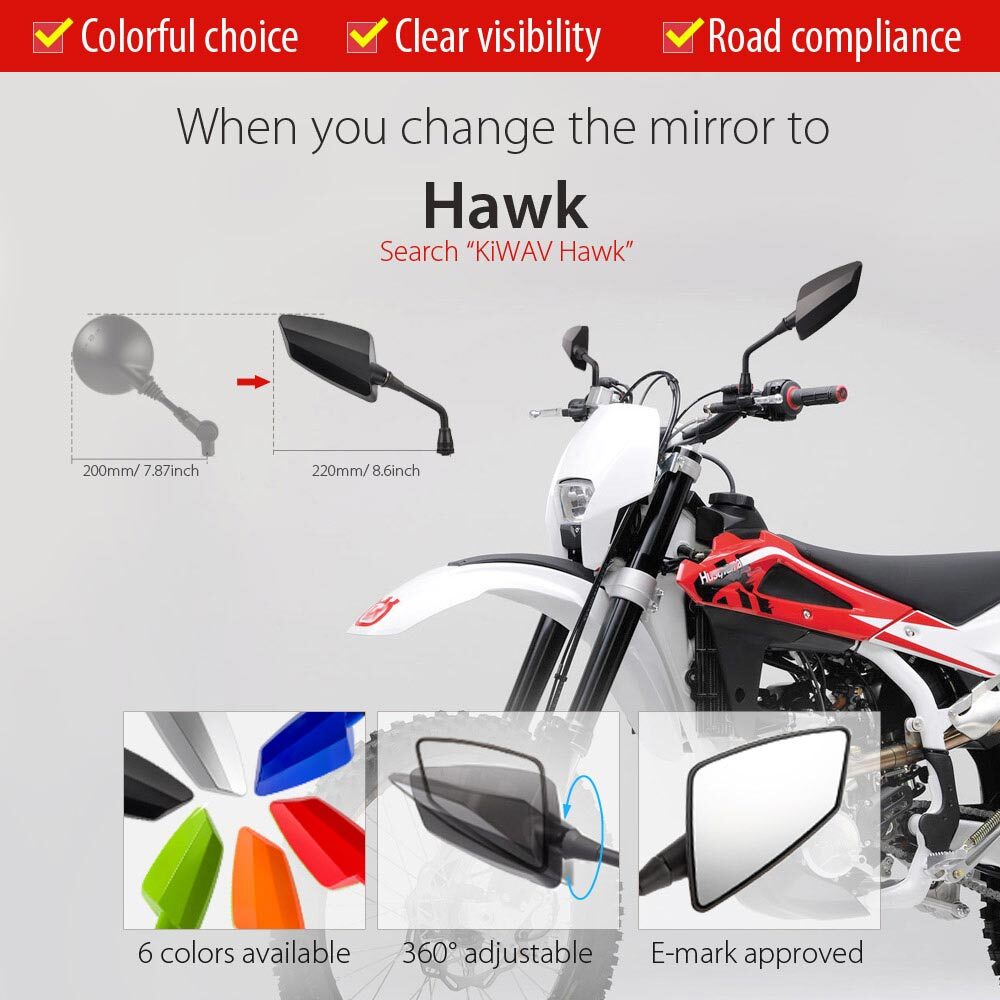 KiWAV Replacement OEM Spec Mirror #8000-65437 Folding for Suzuki DR650 ...